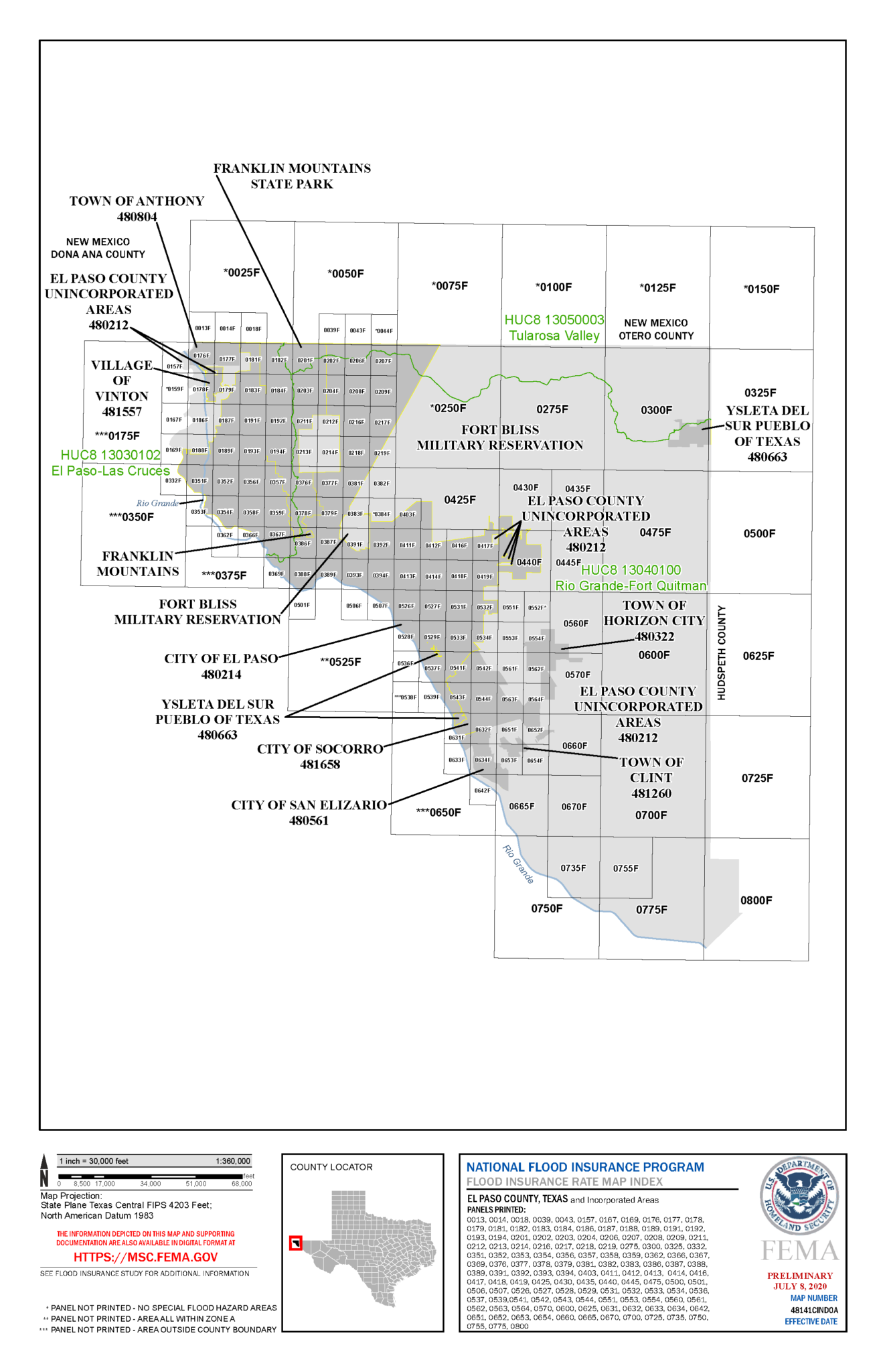 FEMA Flood Insurance Rate Map – City of Socorro Texas