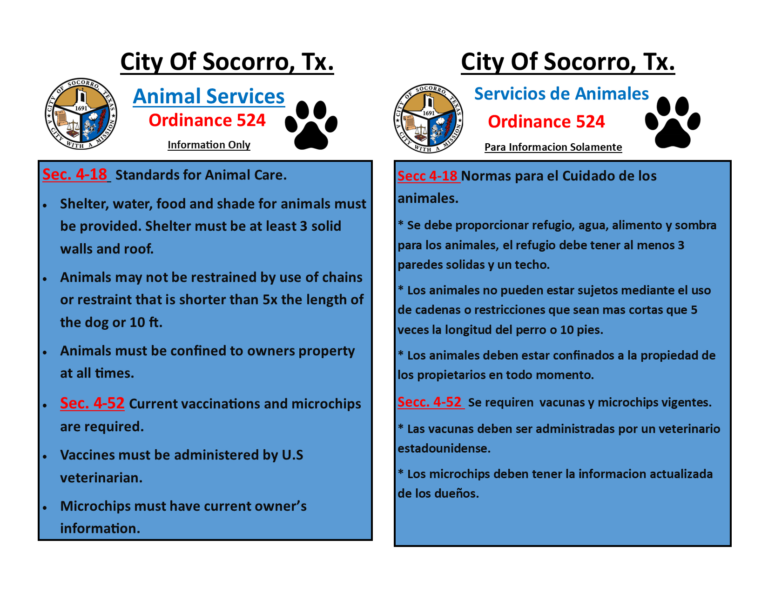 Animal Services – City of Socorro Texas